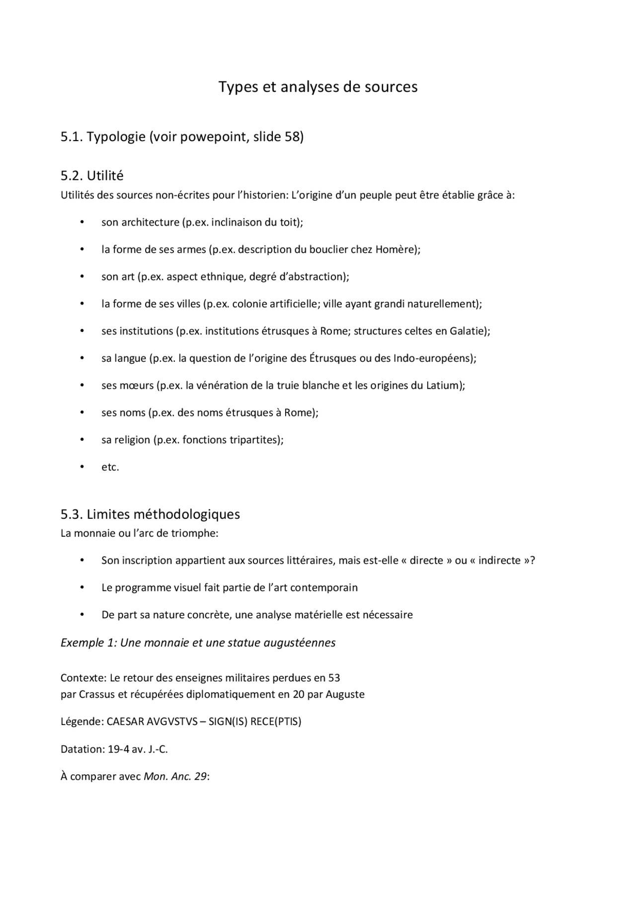 Notes Sur Les Types Et Les Analyses De Sources Docsity