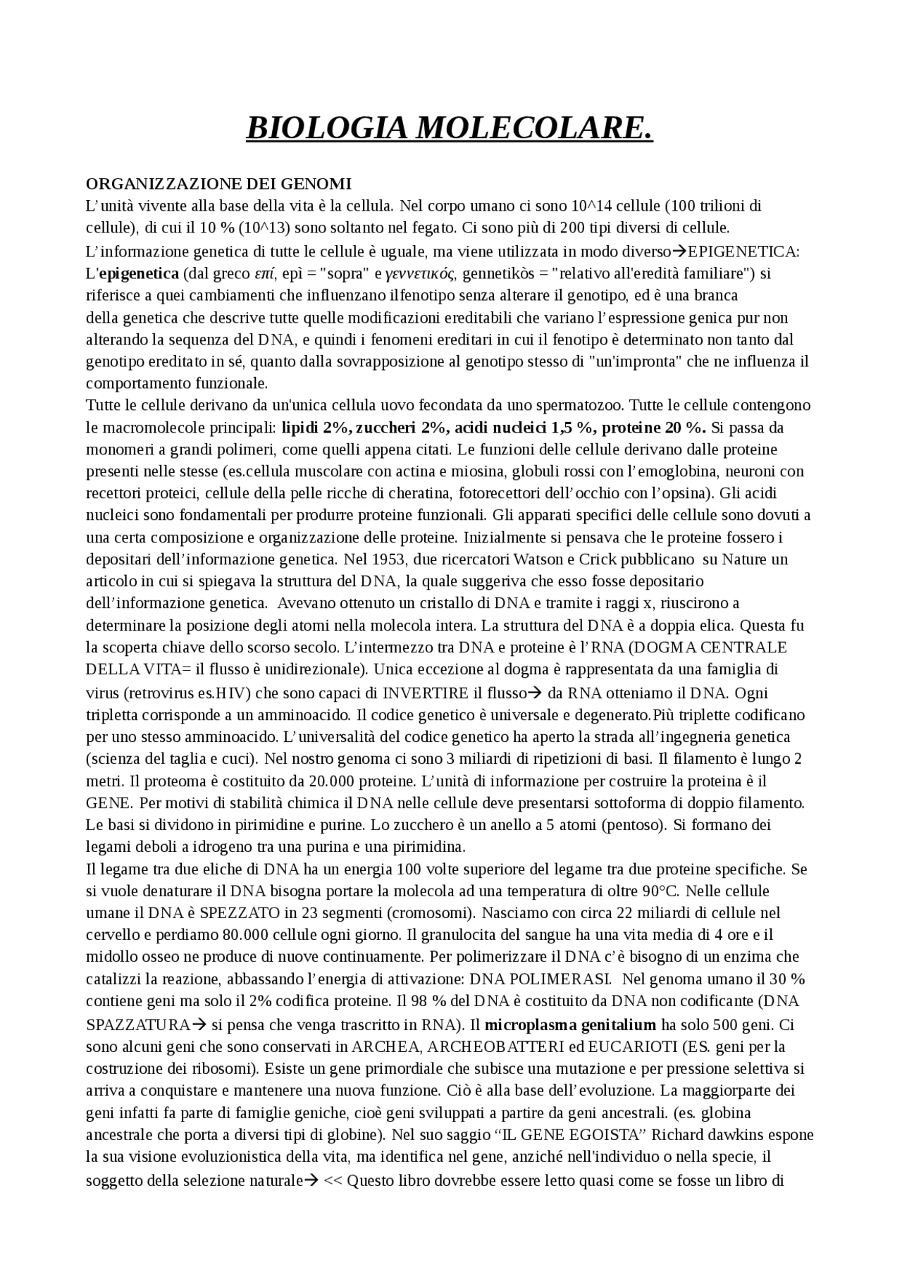 Appunti Di Biologia Molecolare Units Docsity