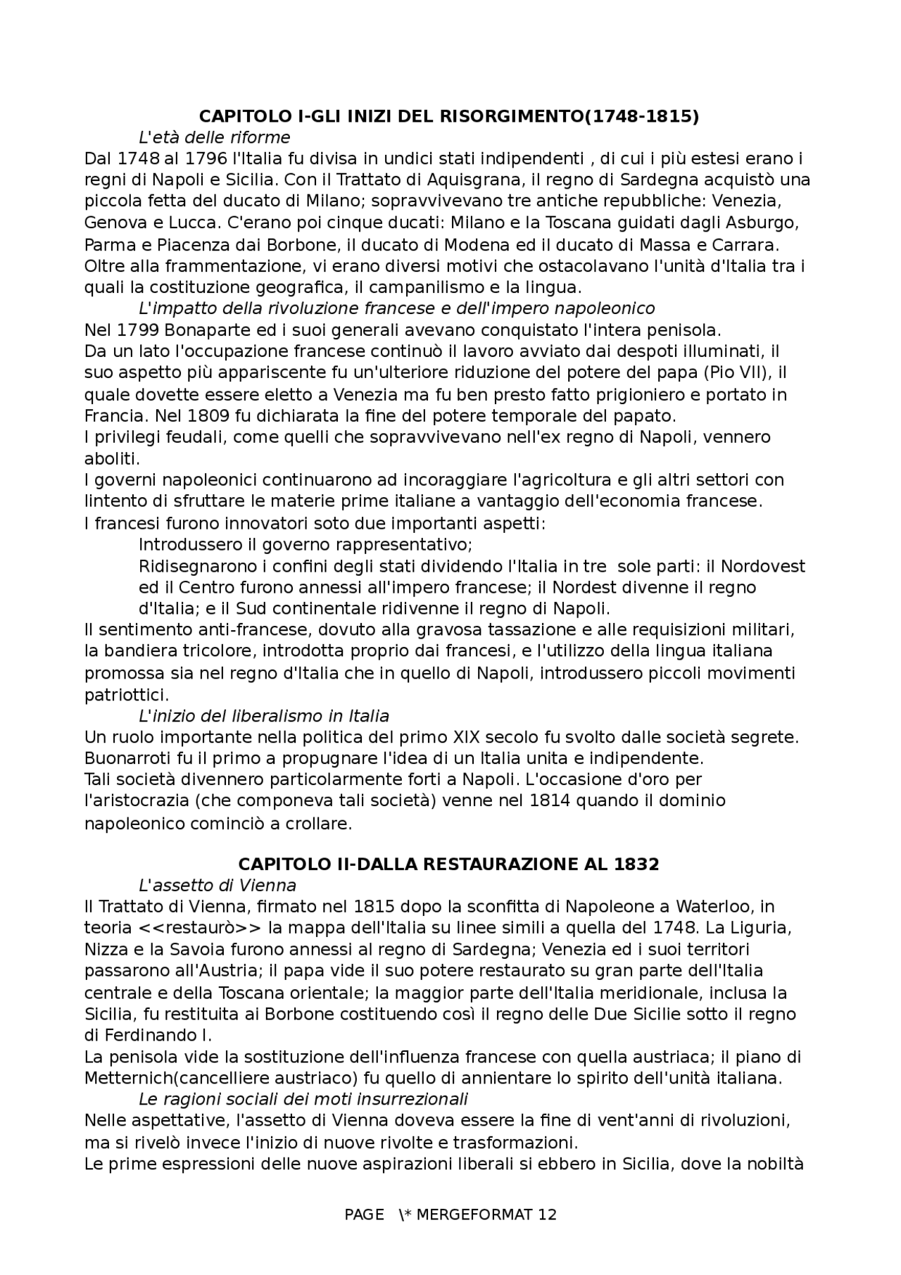 Riassunto Il risorgimento e l'unificazione dell'Italia di Beales Biagini - Docsity