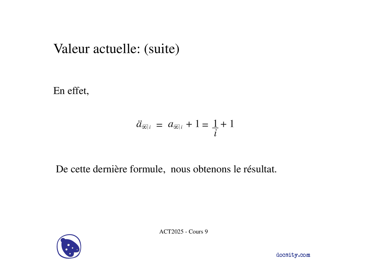 Les Mathèmatiques Financières Notes 2° Partie Docsity