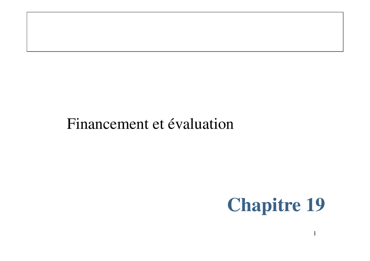 Notes Sur Les Arguments Du Inancement Et De Lévaluation Notes