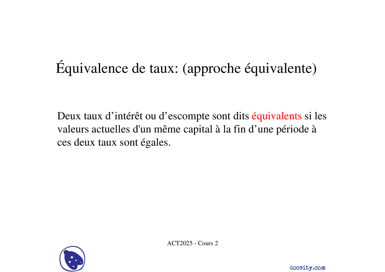 Notes Sur La Question Des Mathématiques Financières 3° Partie Docsity