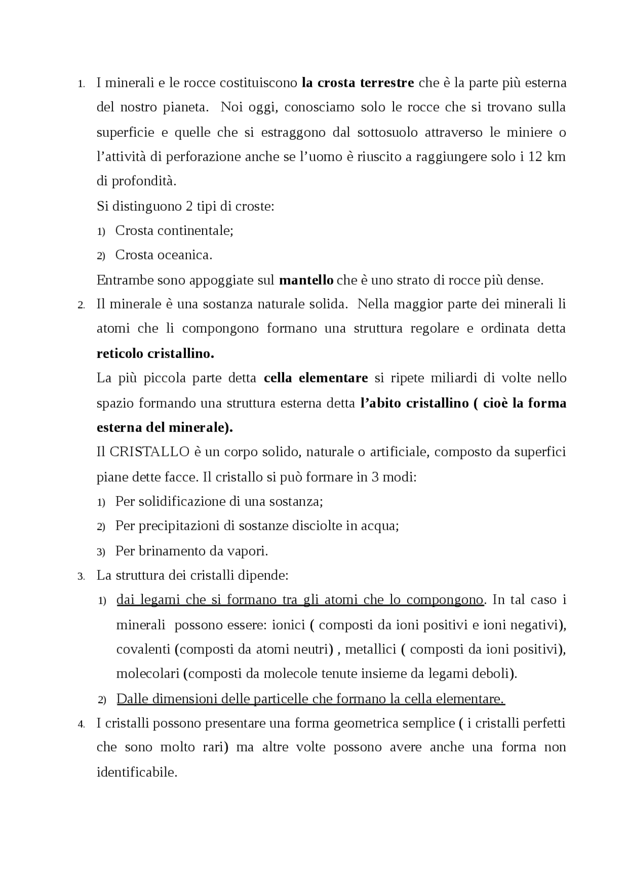 I Minerali Docsity