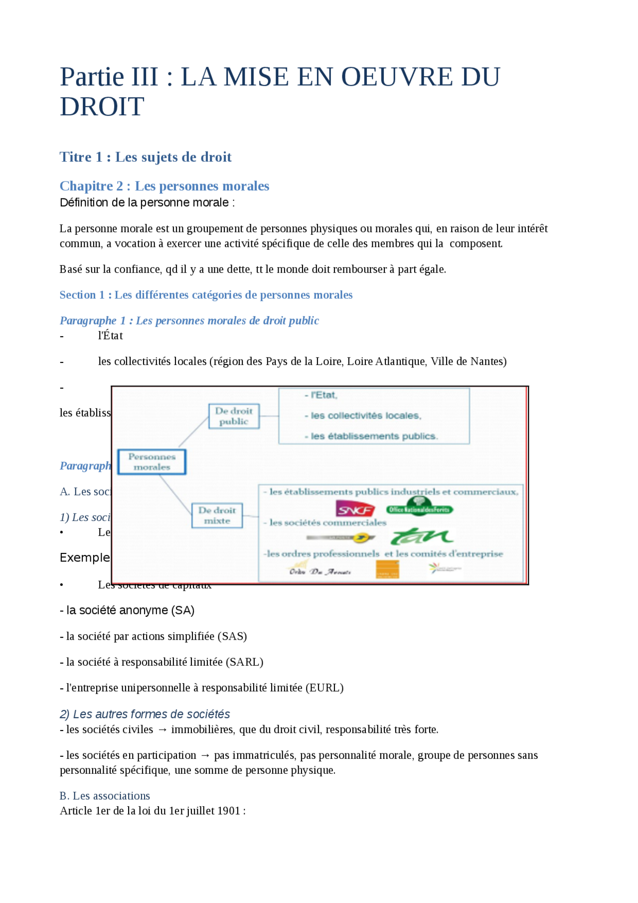 Notes Sur Les Personnes Morales Docsity