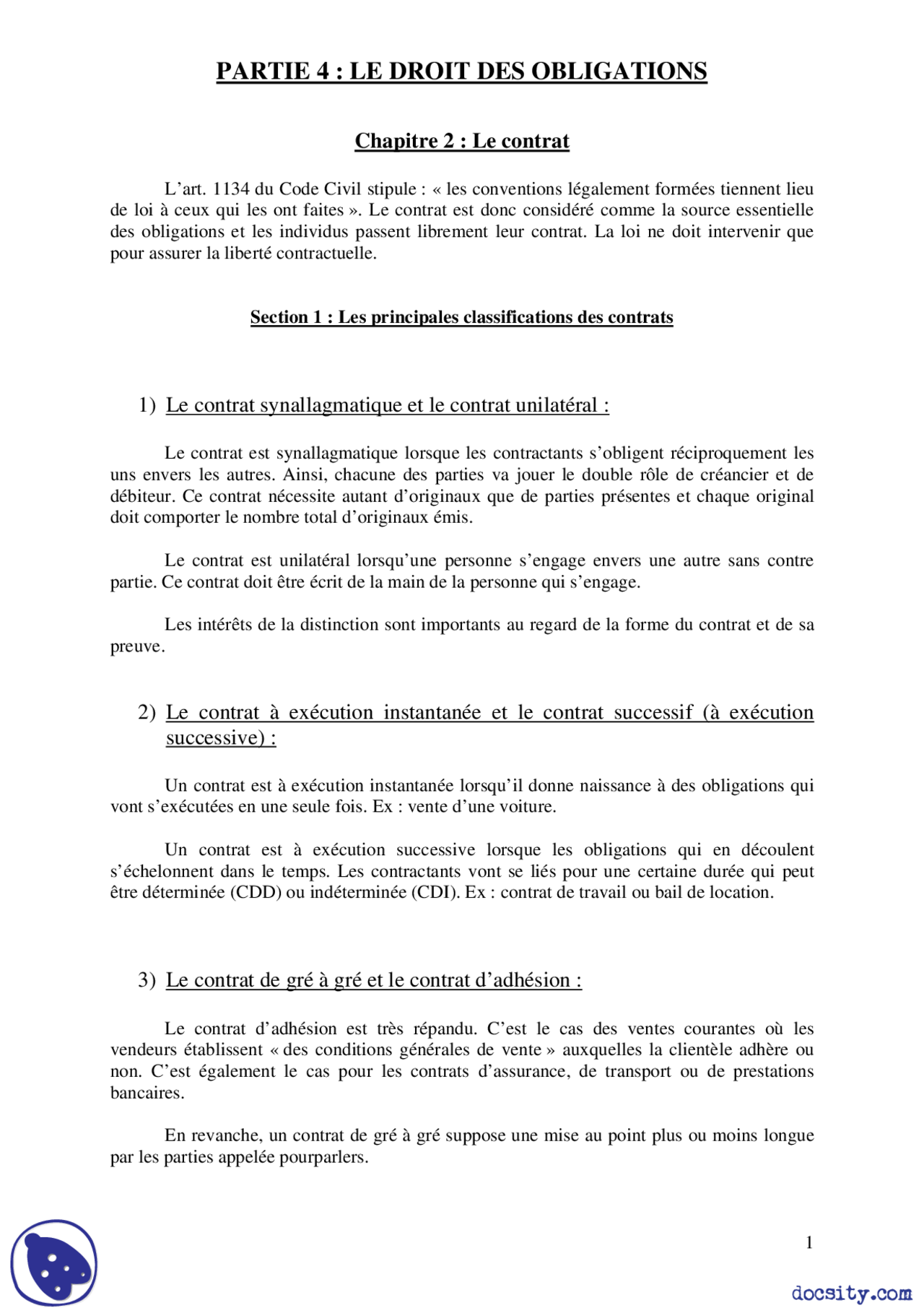 Notes Sur Le Droit Des Obligations 2° Partie Docsity