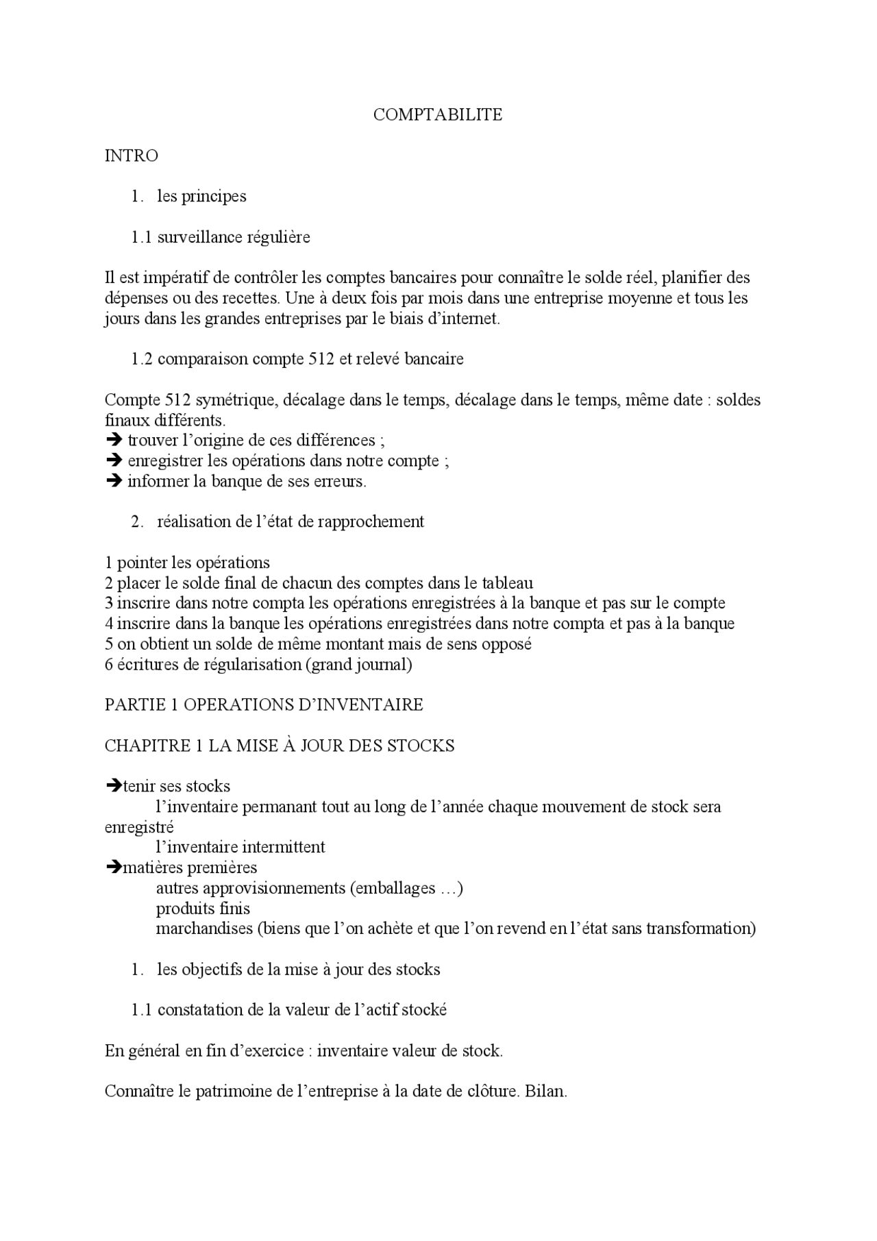 Notes Sur La Notion De Comptabilité Notes Gestion Des Finances Docsity