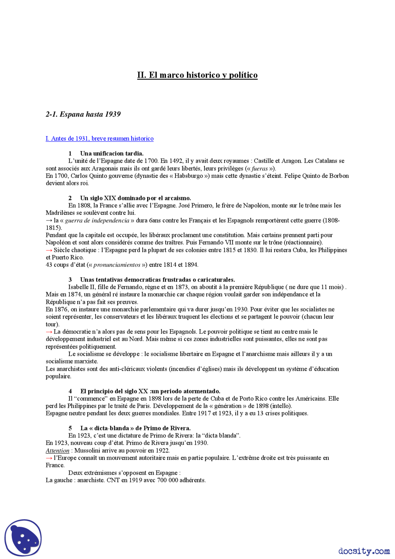 Notes Sur La Civilisation Espagnole 2° Partie Notes Langages De