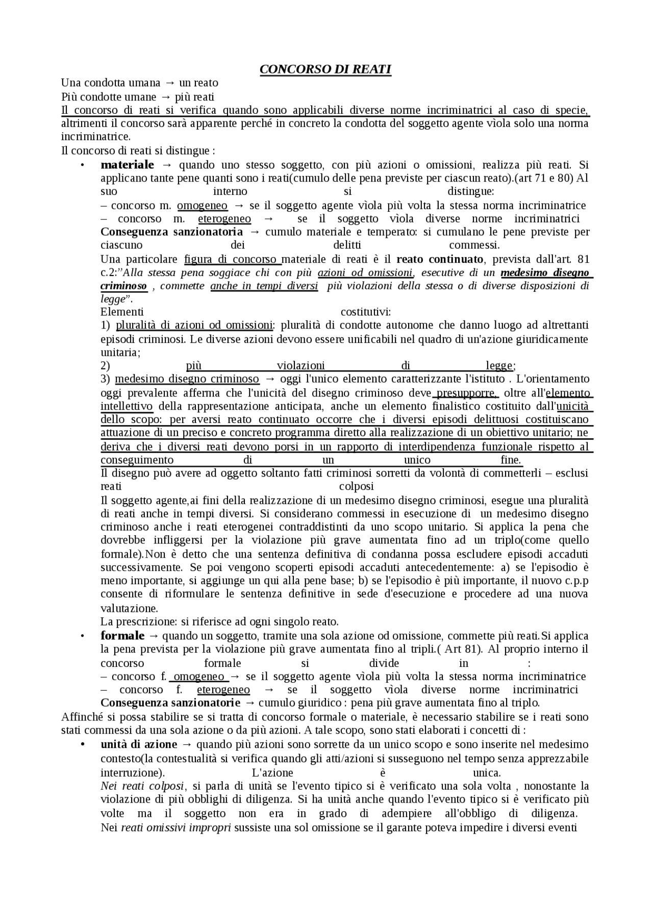 Concorso Di Reati Docsity