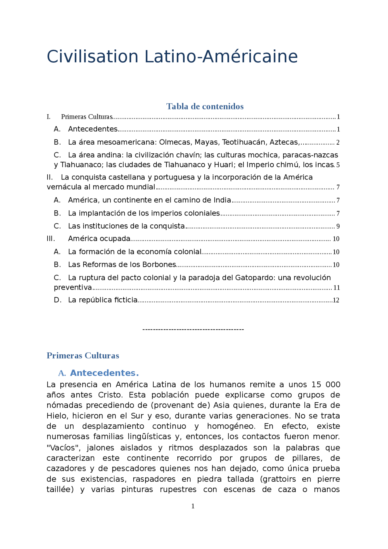 Notes Sur La Civilisation Latino Américaine Docsity