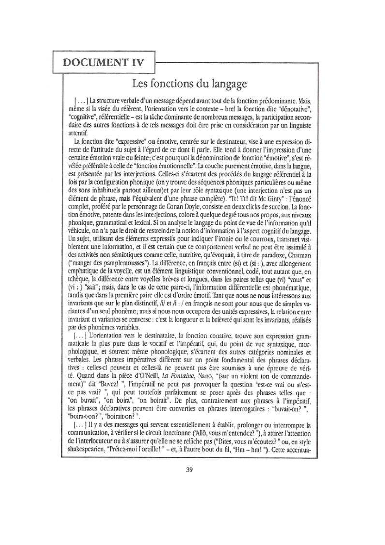 Notes Sur Larticle Les Fonctions Du Langage Docsity