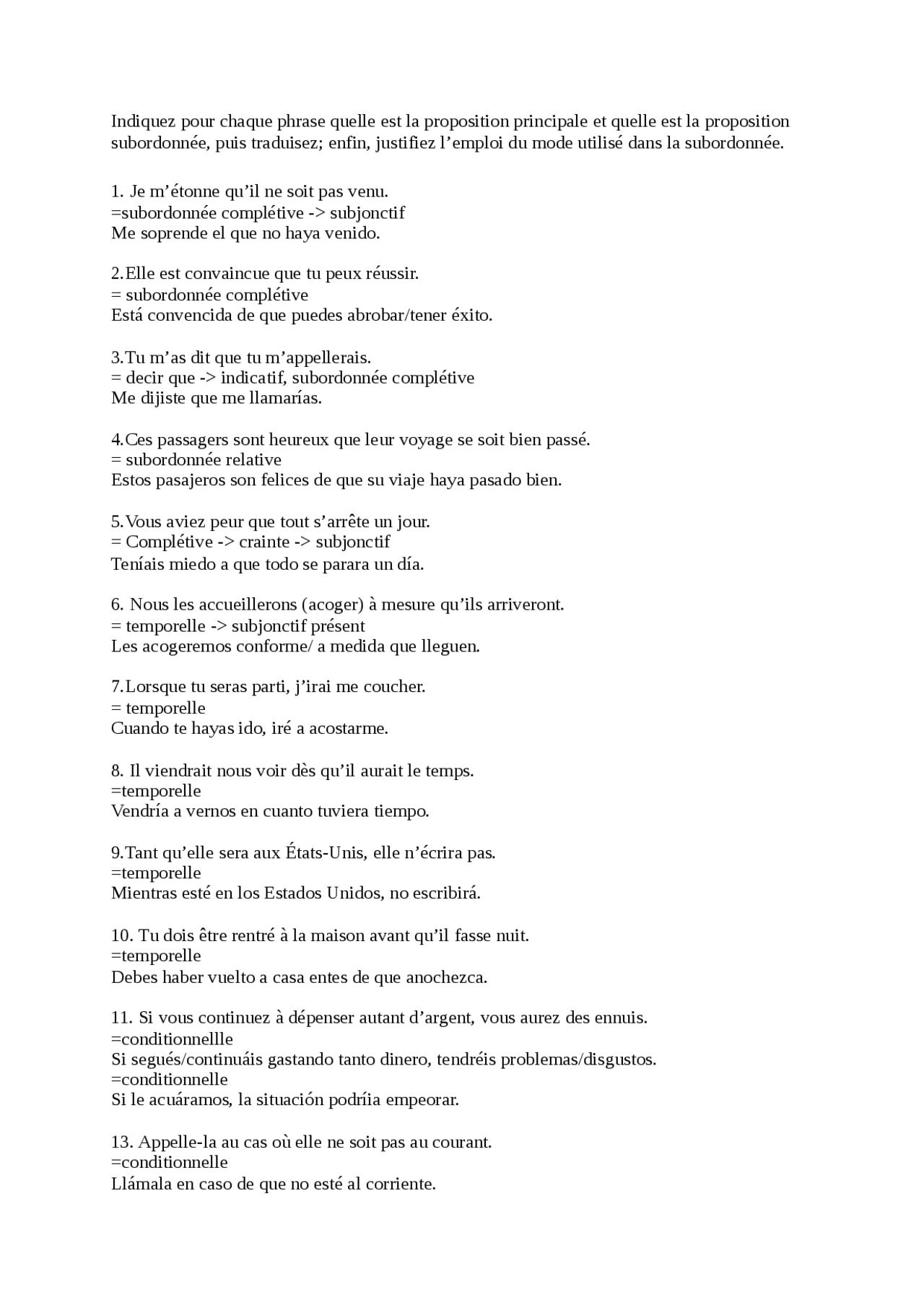 Notes De Grammaire En Espagnol Docsity