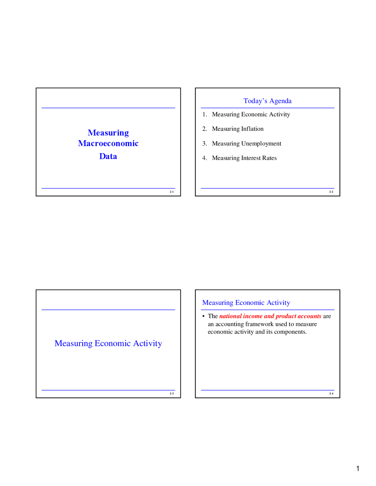 Measuring Macroeconomic Data Lecture Slides Econ 100b Docsity