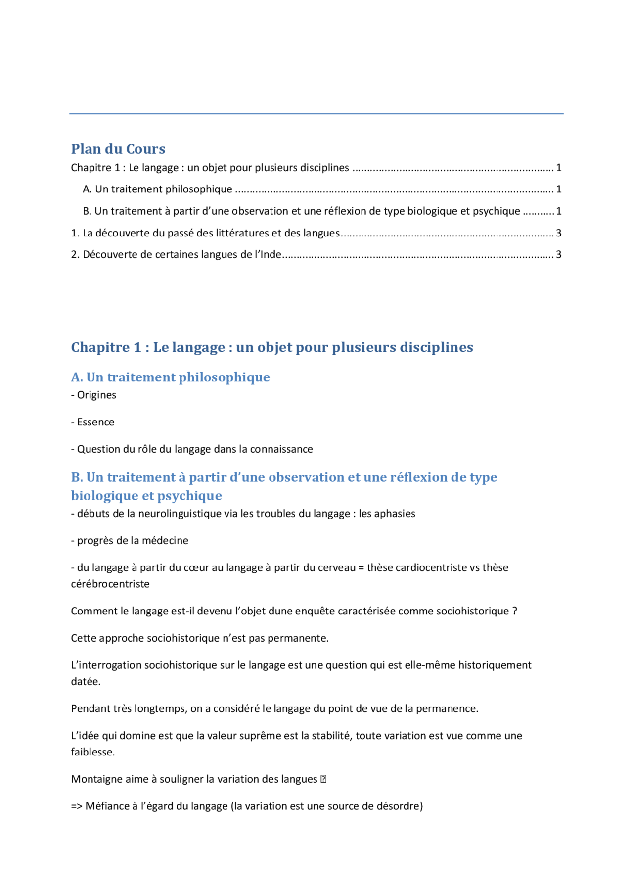 Notes Sur Les Principes Du Langage Docsity