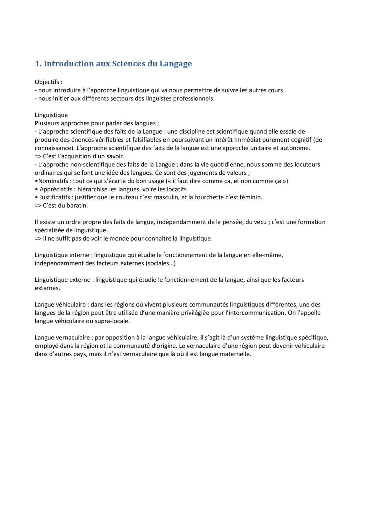 Notes Sur Lintroduction Aux Sciences Du Langage Docsity
