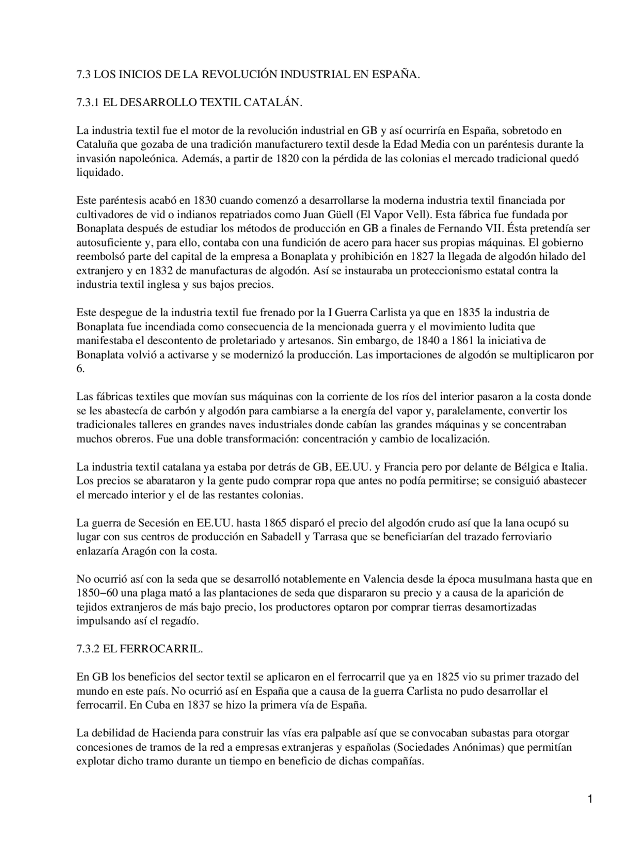 Apuntes sobre la revolución industrial en españa - Docsity