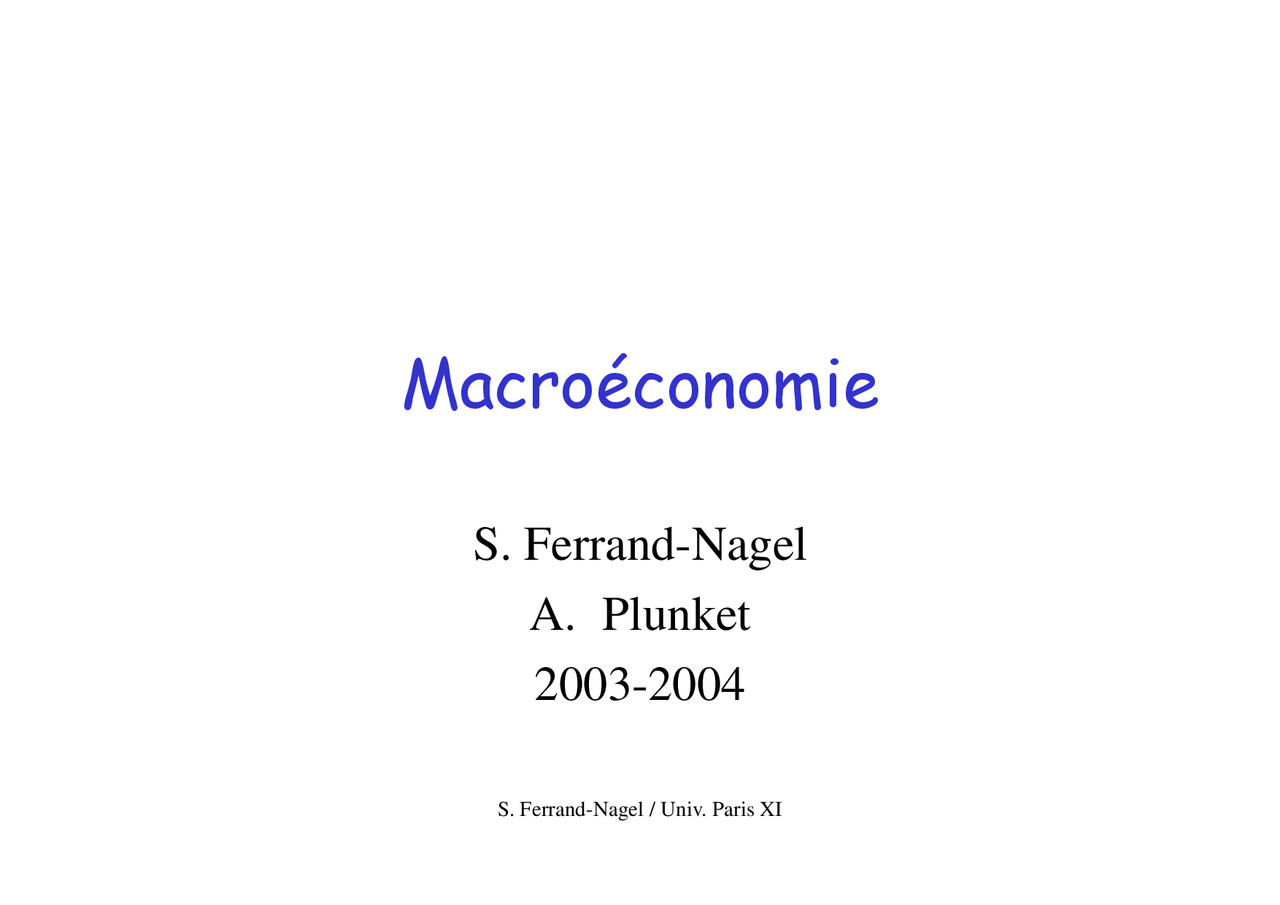 Notes Sur Les Principes De Macroéconomie Docsity