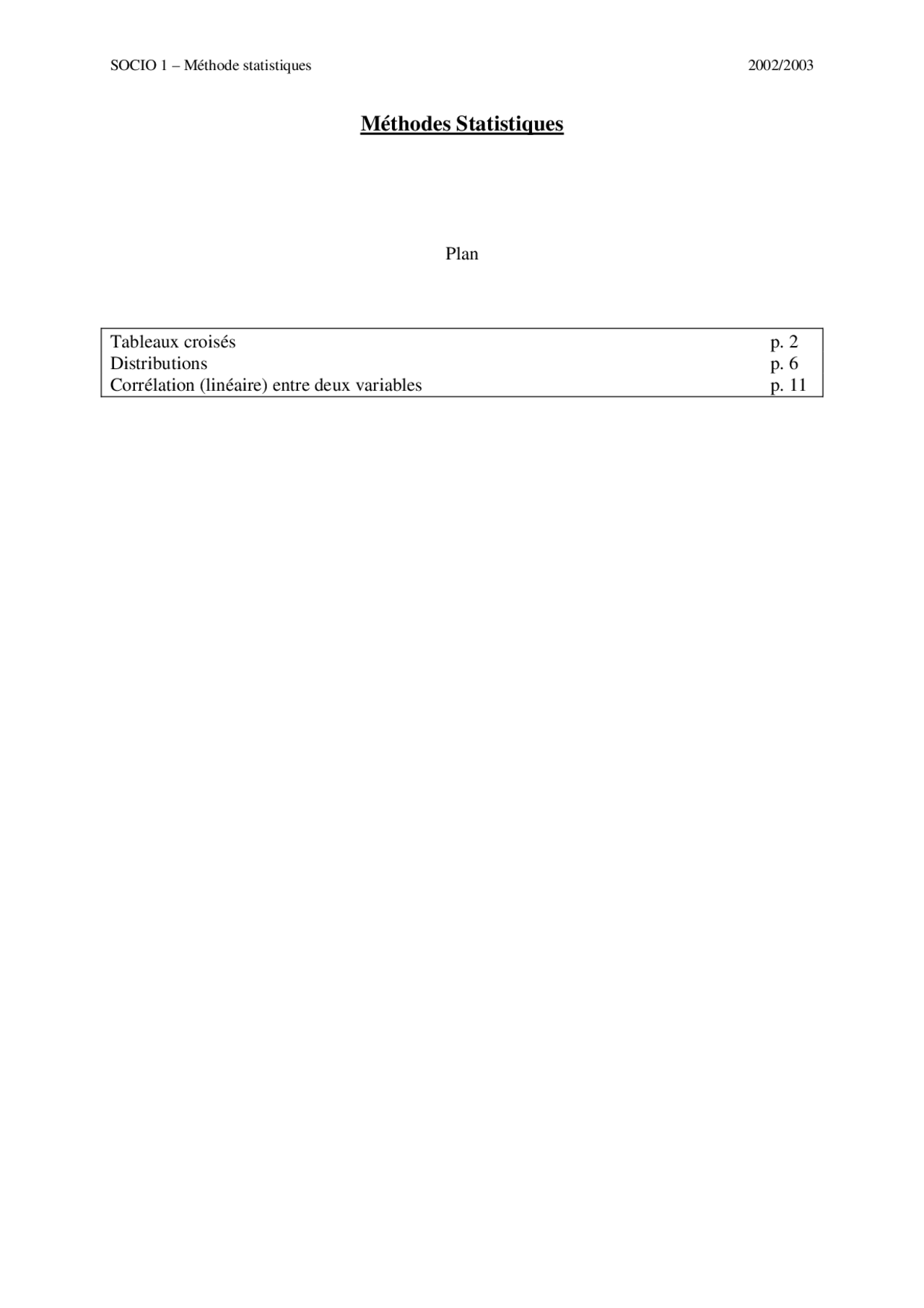 Notes Sur Les Méthodes Statistiques Docsity