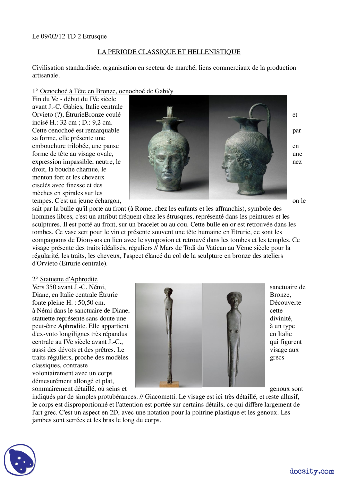 Notes Sur Les étrusques Docsity