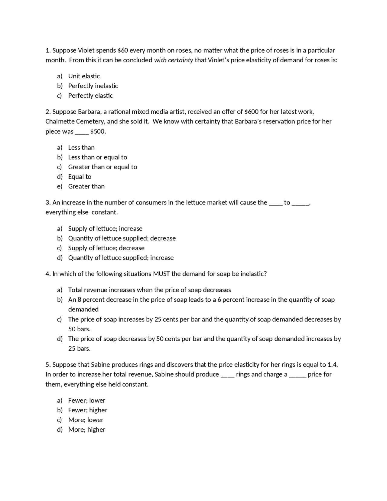 Exam 1 Resolution - Economic Principles | ECON 2030 - Docsity