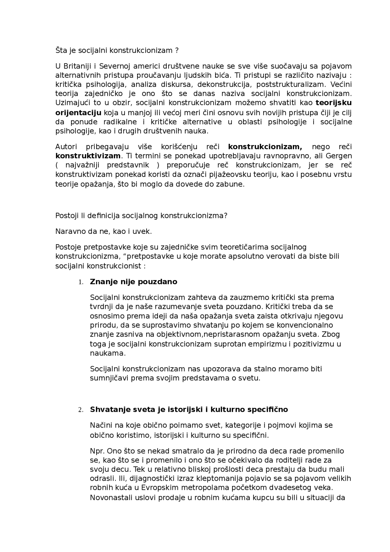 Šta je socijalni konstrukcionizam | Beleške' predlog Konstruktivistička pedagogija | Docsity