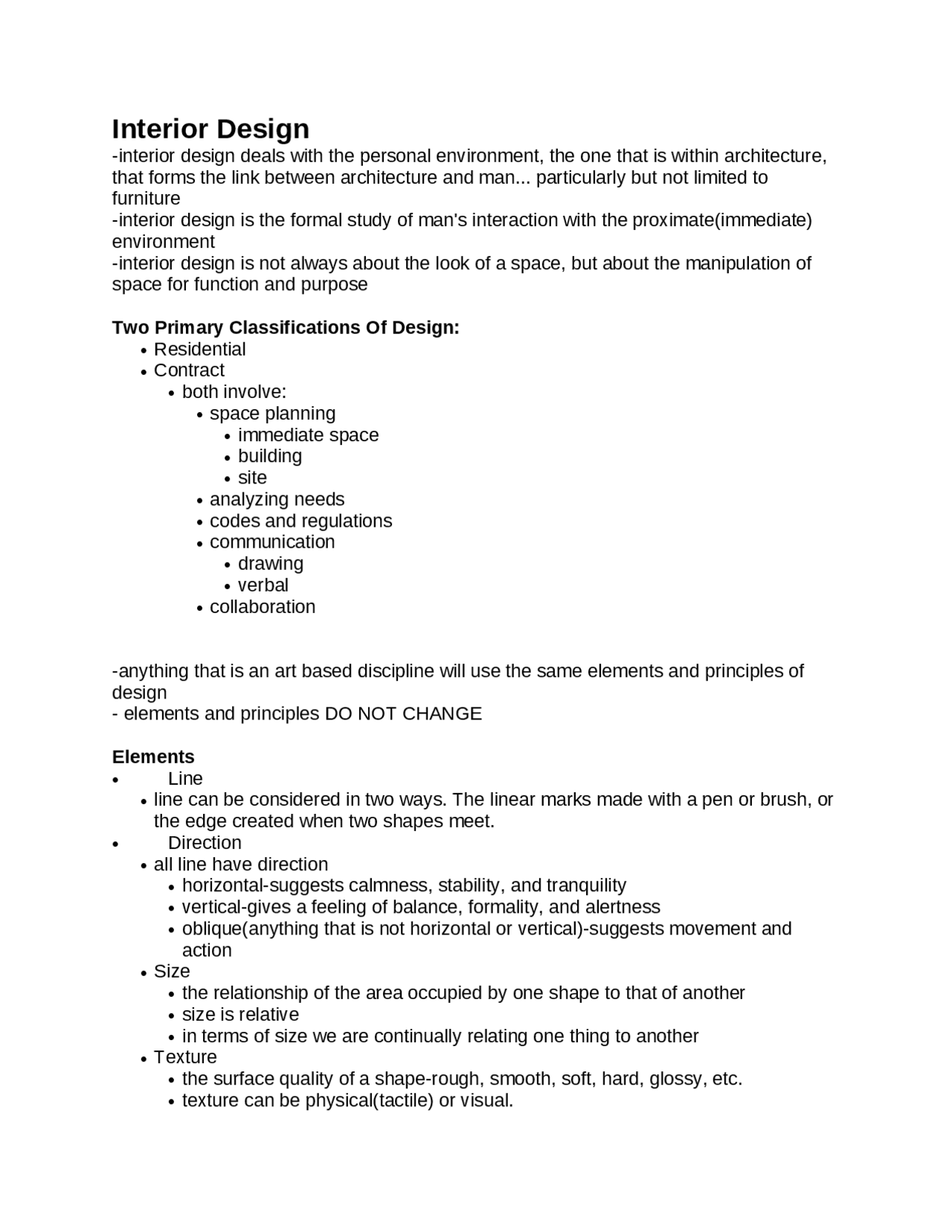 Exam 1 Notes - Introduction Interior Design | ID 1051 | Study notes ...