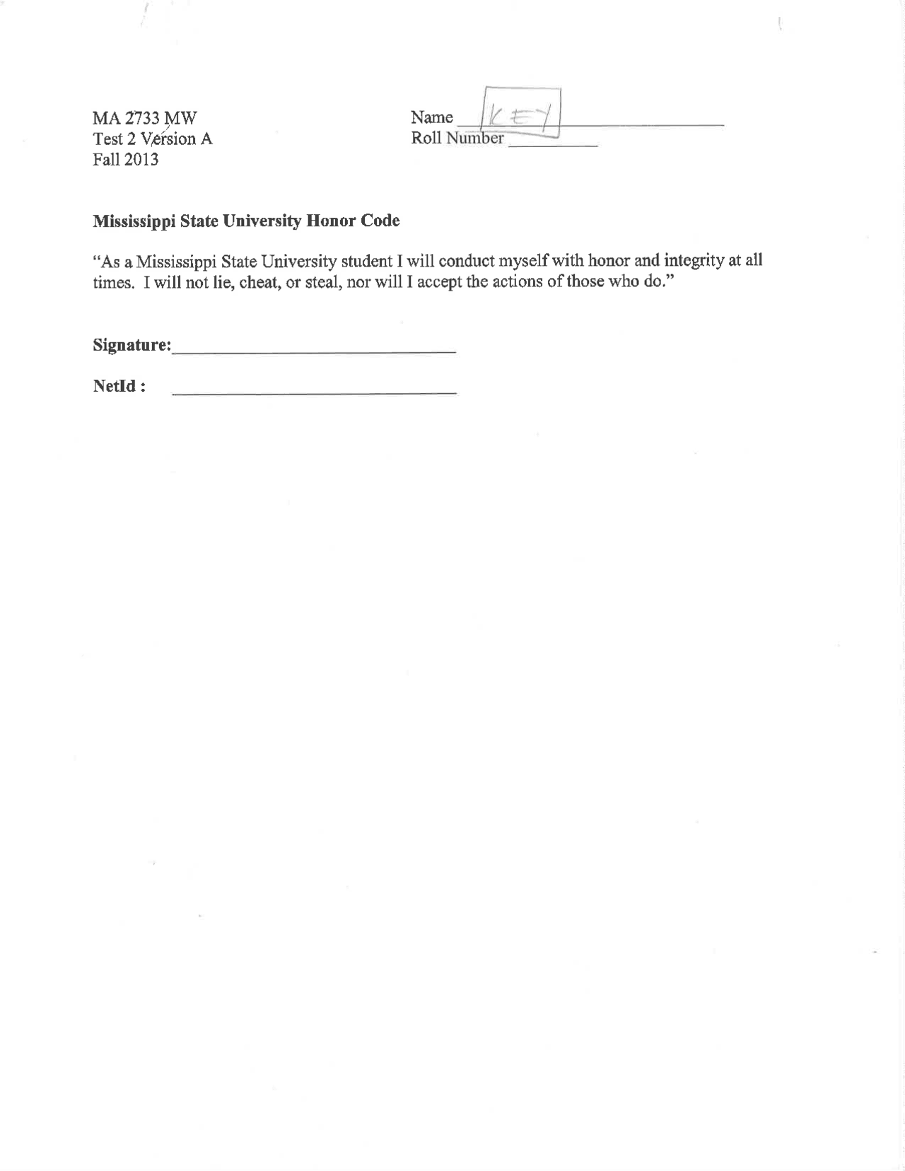 Test 2 Version A For Calculus Iii Ma 2733 Docsity