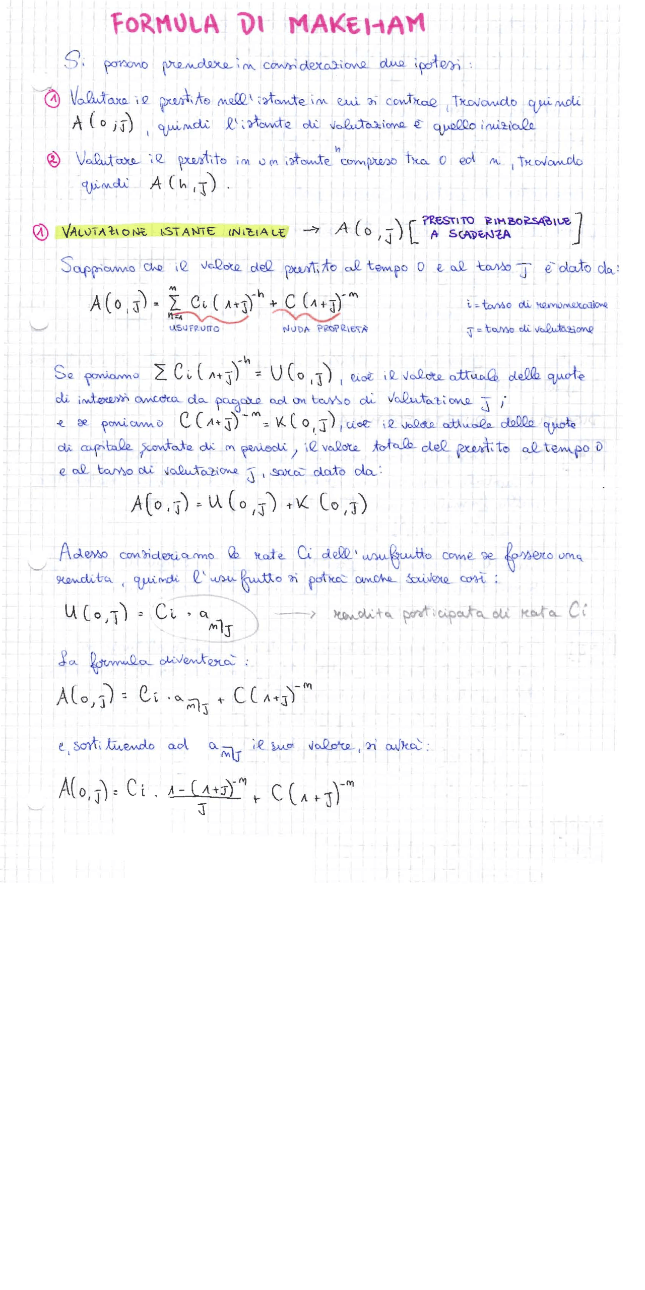 Formula di Makeham Matematica Finanziaria | Appunti di Matematica ...