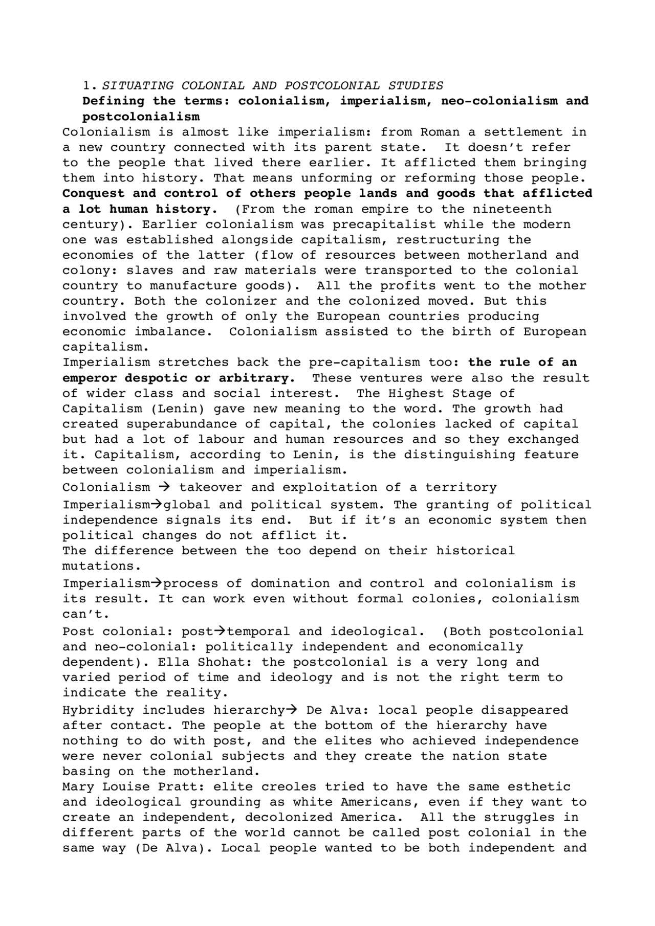 Colonialism Postcolonialism Docsity