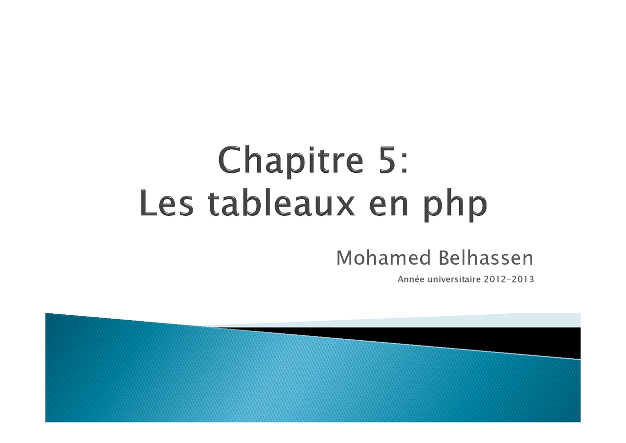 Notes Sur La Question Des Tableaux En Php Docsity