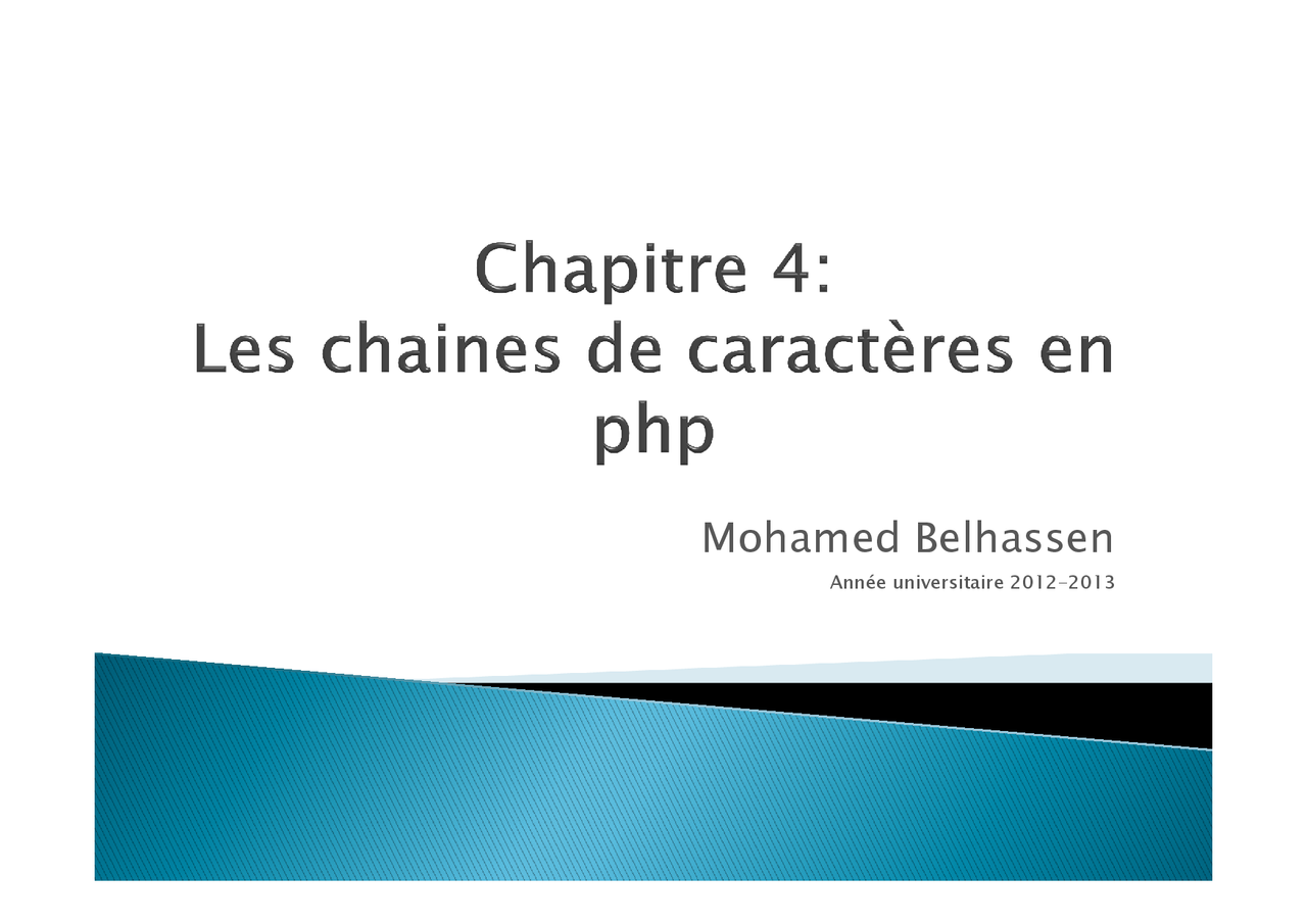 Notes sur le thème des chaines de caractères en php - Docsity