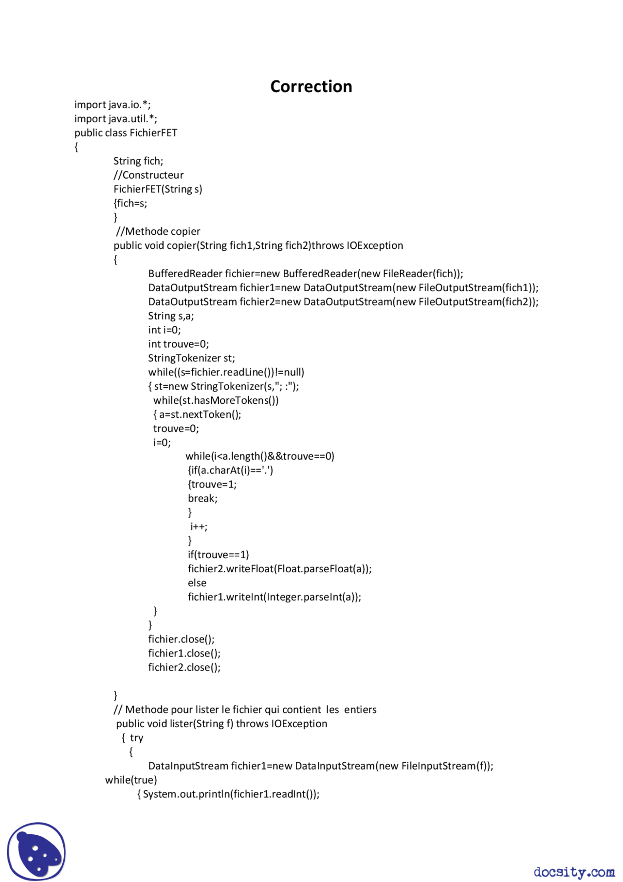 Notes Sur La Correction De Lexerccie Dinformatique Docsity