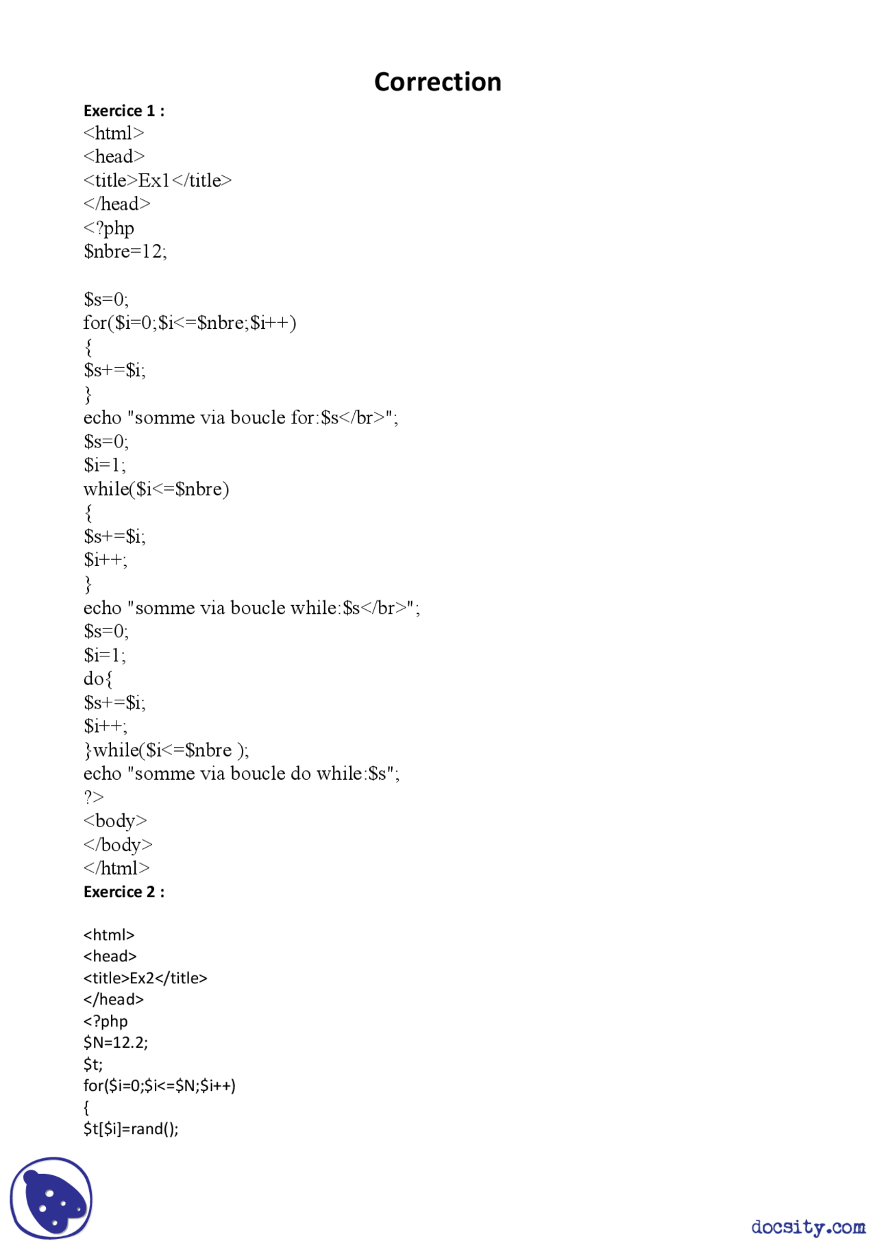 Notes Sur La Correction De Lépreuve Dinformatique Docsity