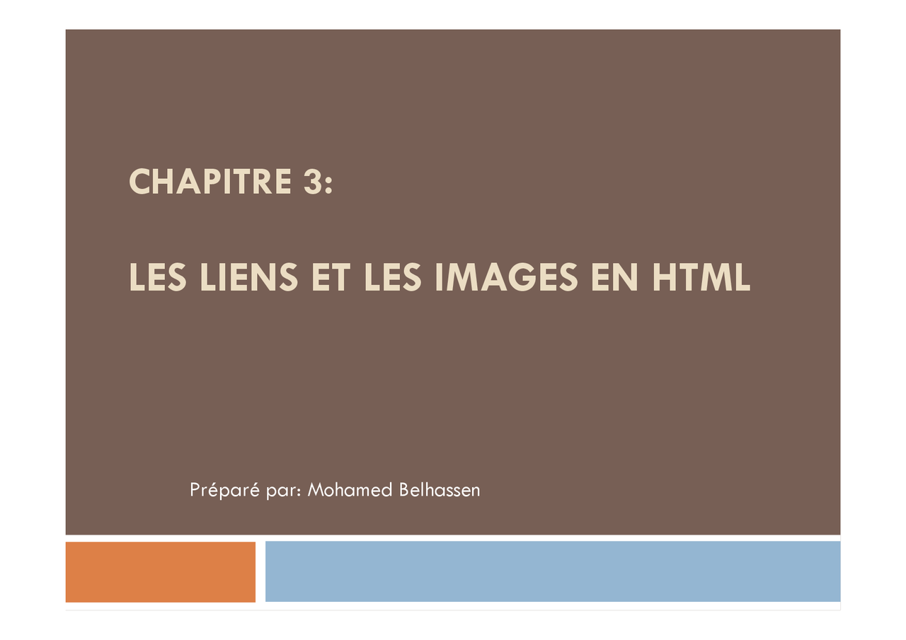 Notes Sur Les Liens Et Les Images En Html 1° Partie Docsity