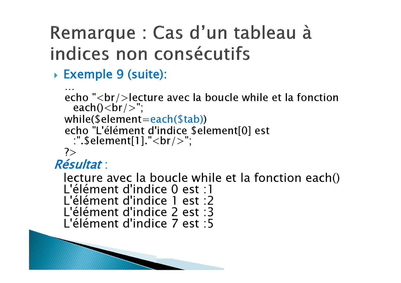 Notes Sur Le Thème Des Tableaux En Php 2° Partie Docsity