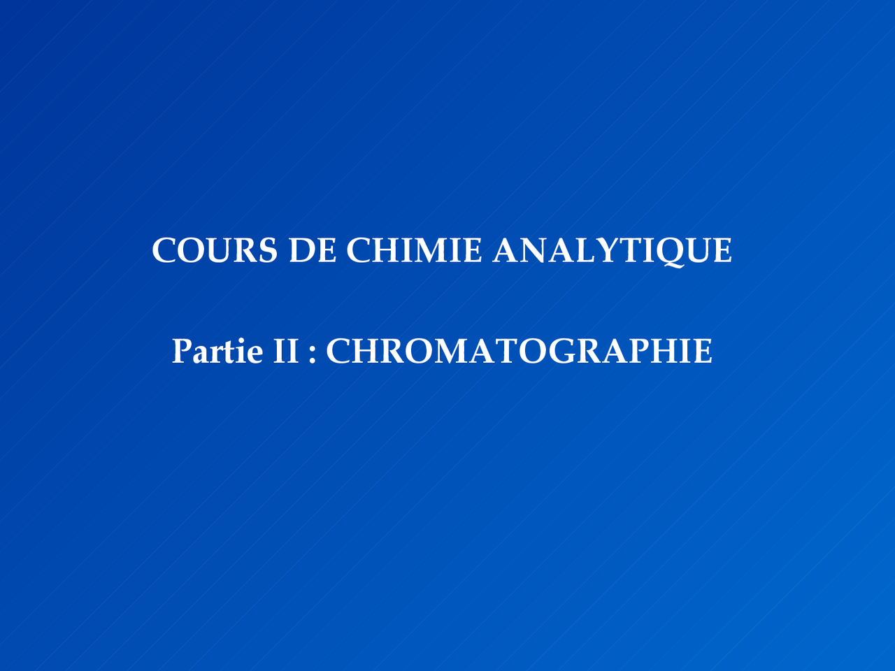 Notes De Chromatographie 1° Partie Docsity