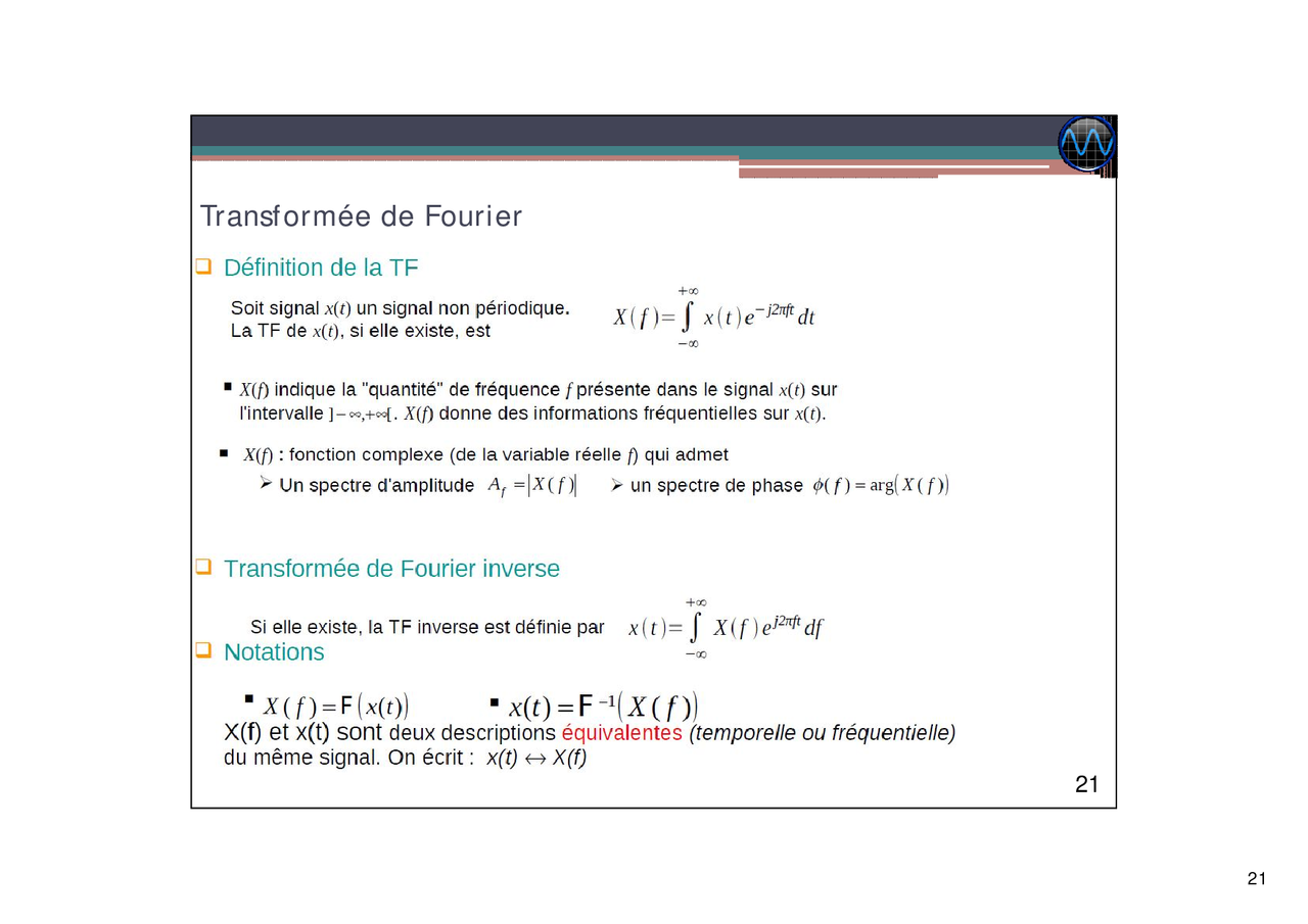 Notes Sur La Représentation Fréquentielle Des Signaux 3° Partie Docsity