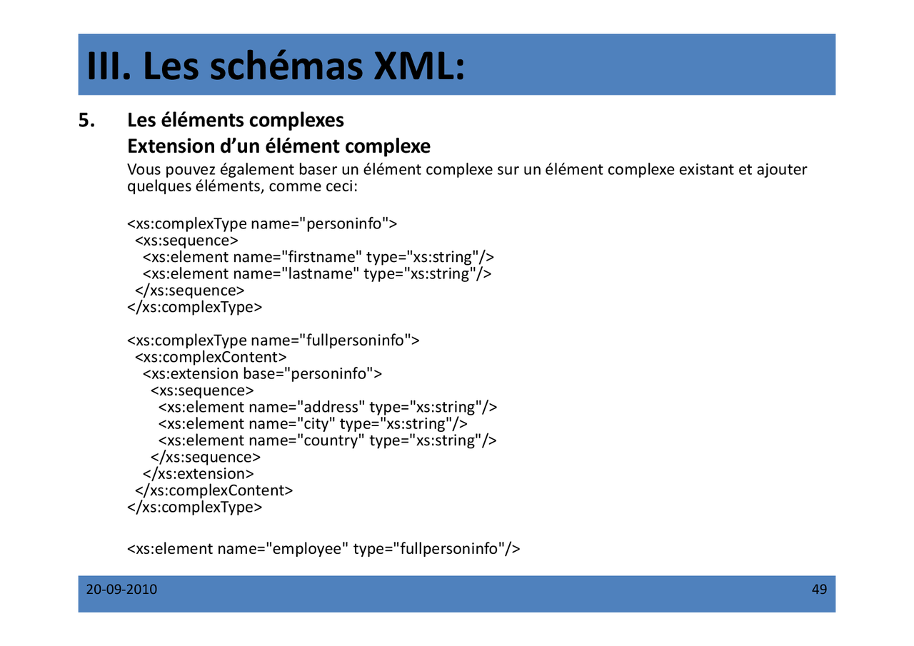 Notes sur l'introduction à XML - 3° partie - Docsity
