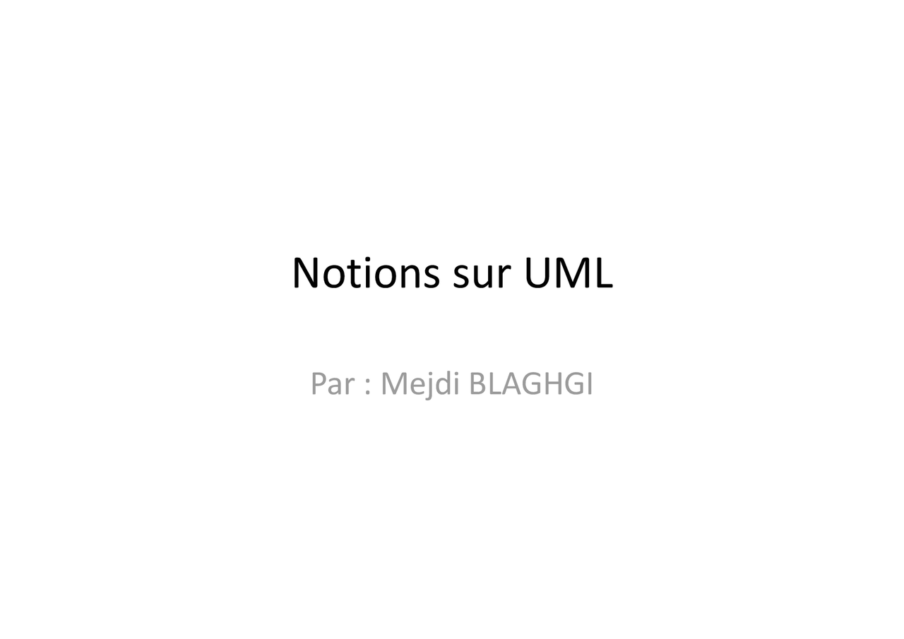 Notes Sur La Notions Sur Uml 1° Partie Docsity