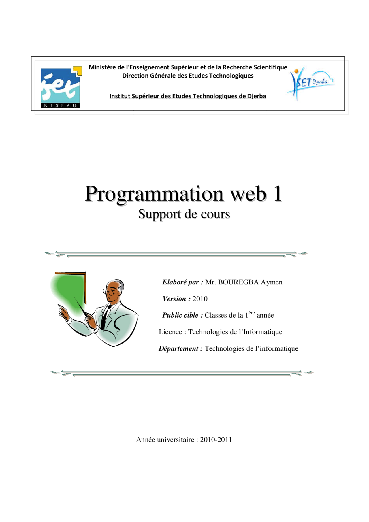 Notes Sur Le Thème De La Programmation Du Web 1° Partie Docsity