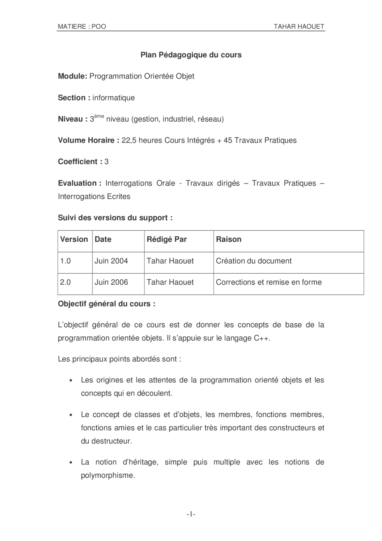 Notes Sur La Programmation Orientée Objet 1° Partie Docsity