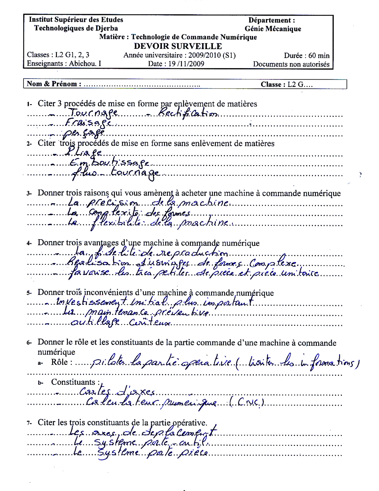 Notes Sur Les Technologie De Commande Numérique Docsity