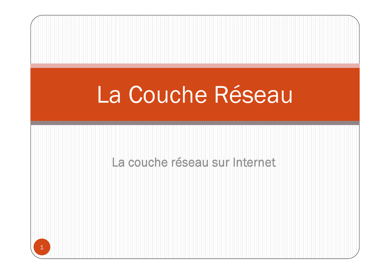 Notes Sur La Couche Réseau 1° Partie Docsity