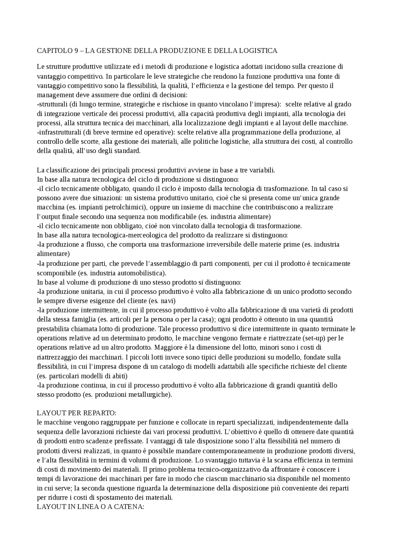 Gestione Della Produzione E Della Logistica Docsity
