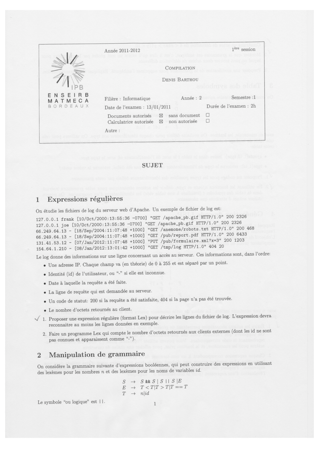 Exercices Compilation 2 Docsity