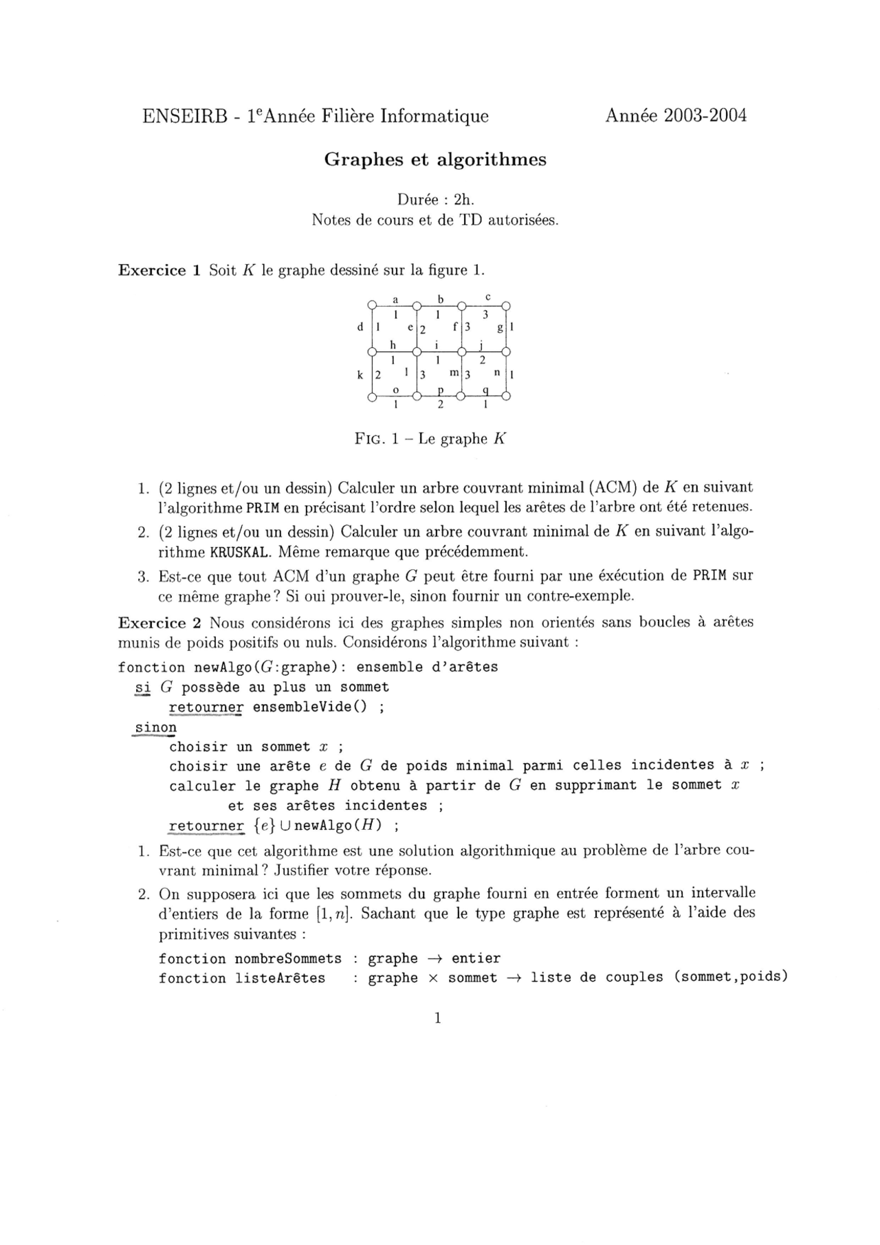 Exercices Sur Les Graphes Et Les Algorithmes 4 Docsity