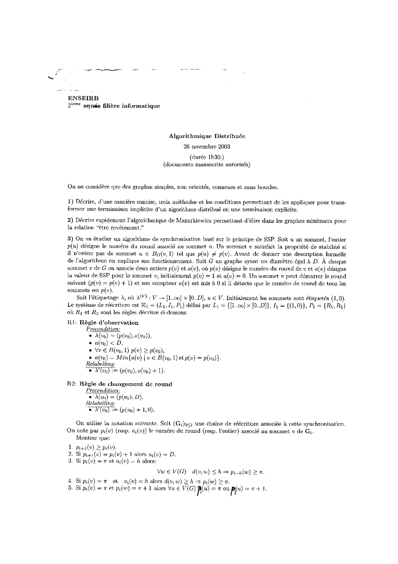 Exercices Sur Lalgorithmique Distribuée 2 Docsity