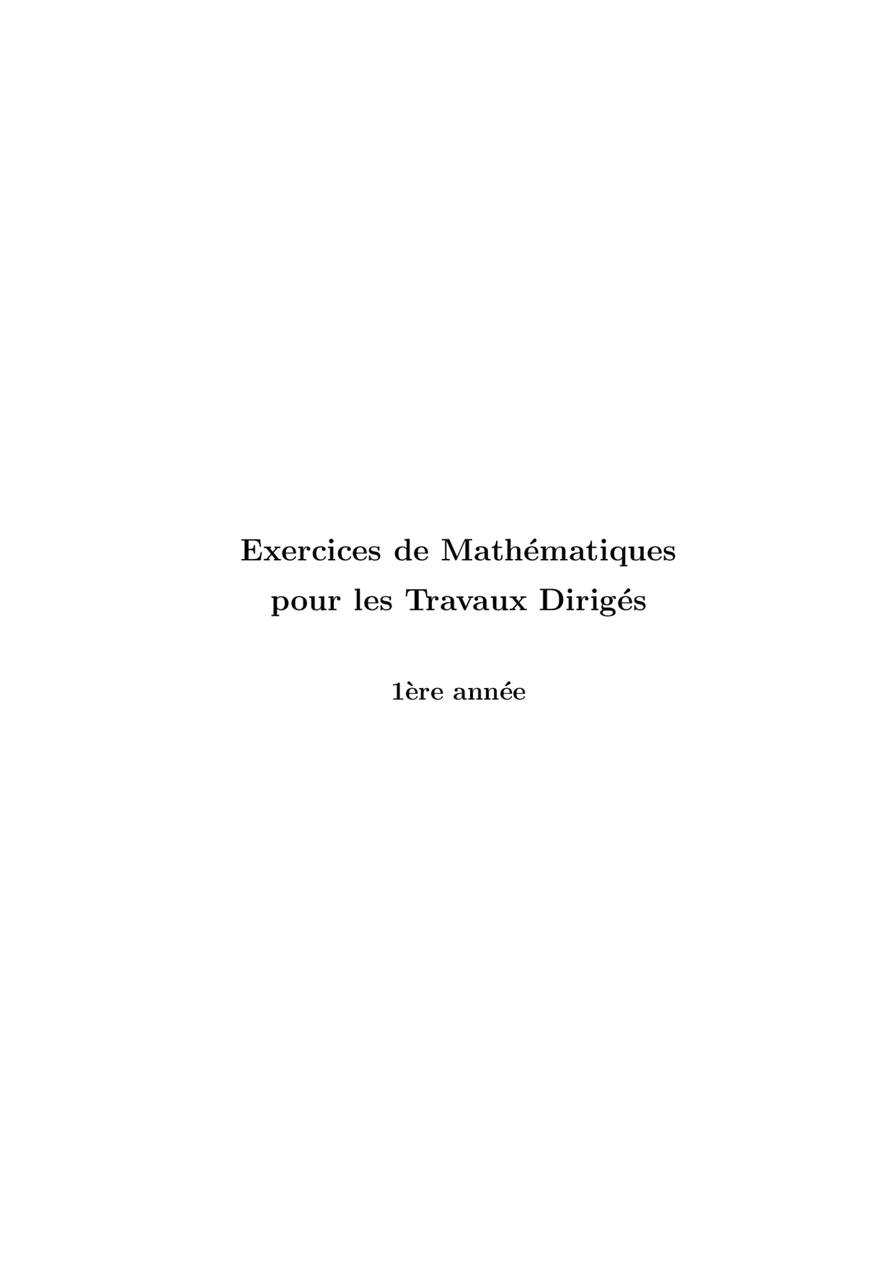 Exercices Complets Sur Les Principes De Mathématique Docsity