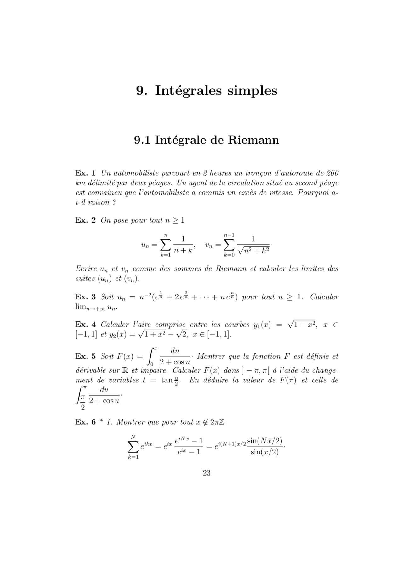 Exercices Sur Les Intégrales Simples Docsity