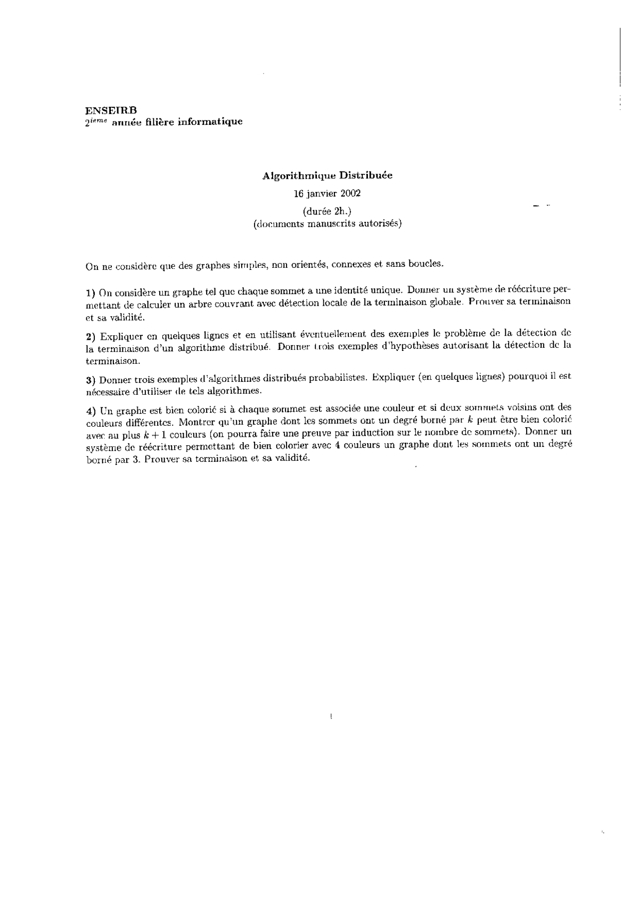 Exercices Sur Lalgorithmique Distribuée Docsity