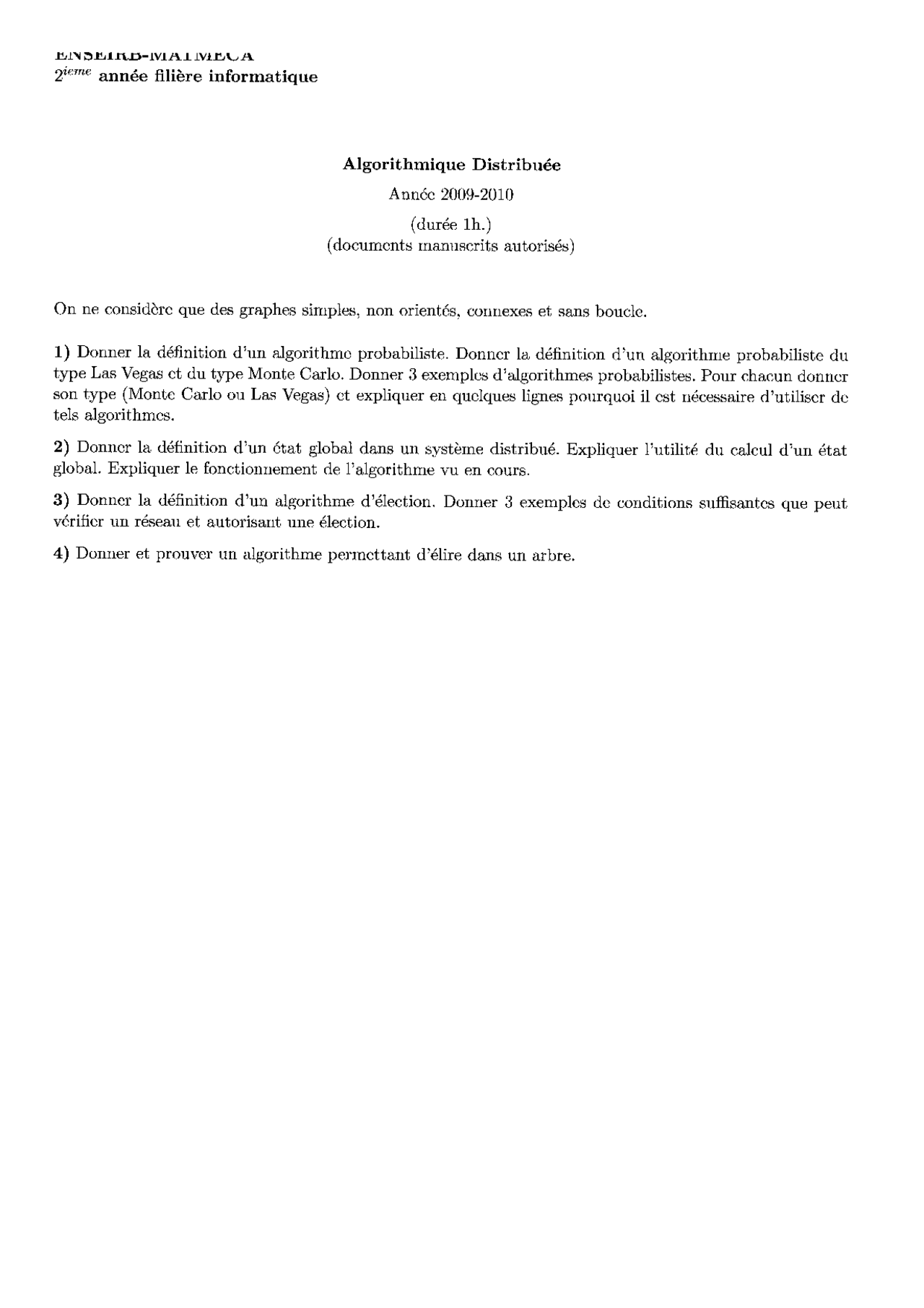 Exercices Sur Lalgorithmique Distribuée 5 Docsity